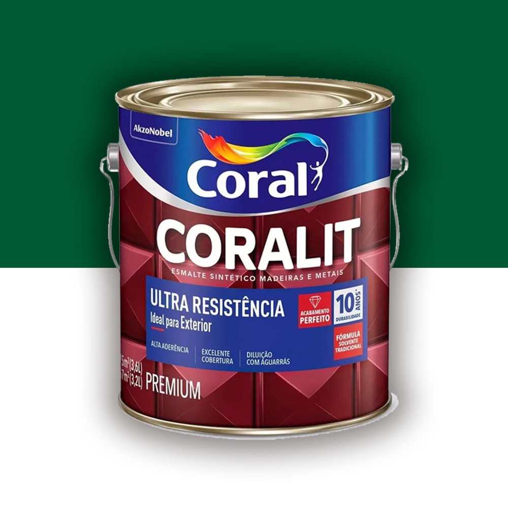 Esmalte Coralit AltoBrilho Verde Colonial 3,6l Amauri Tintas